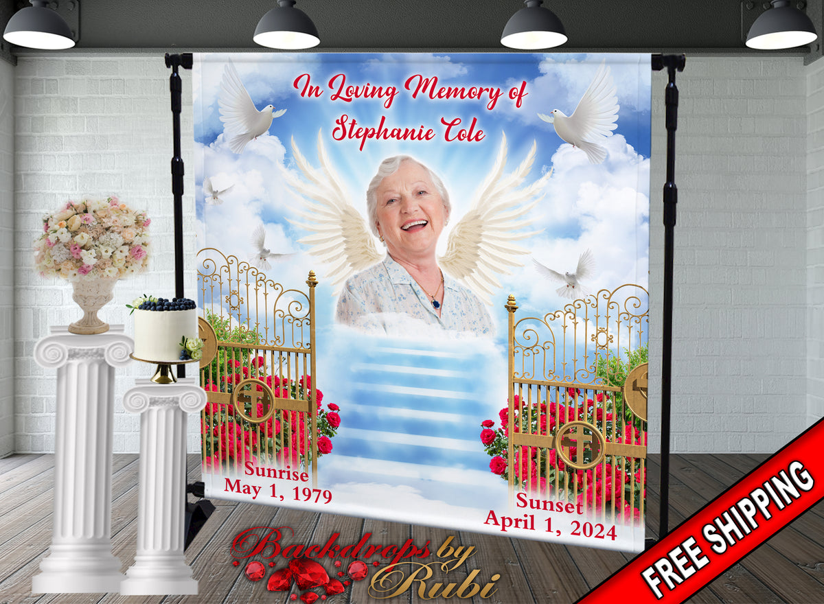 Memorial Backdrop, Funeral Backdrop, In Loving Memory backdrop, Memori ...