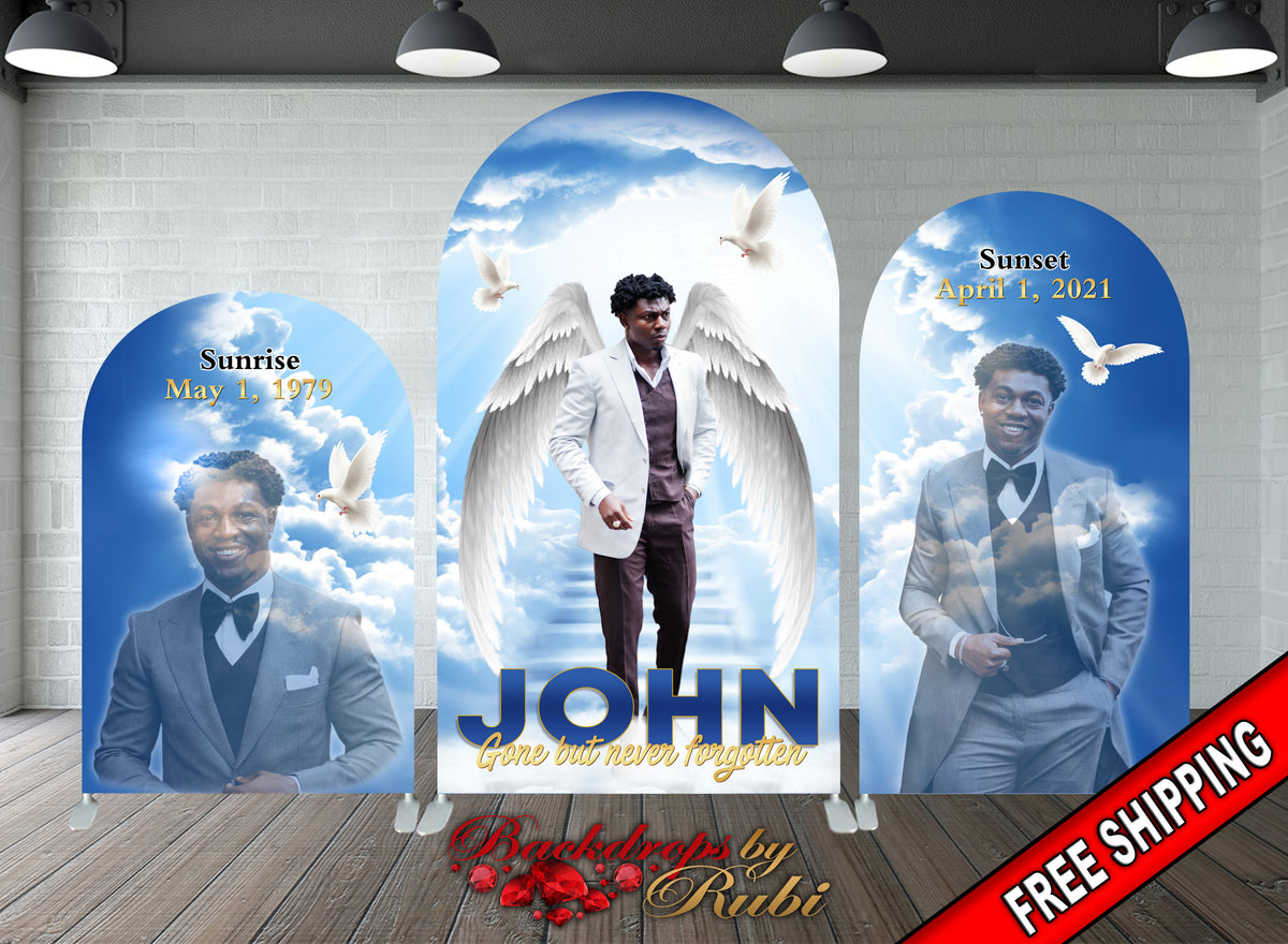 Arched Memorial Backdrop, Funeral Backdrop, In Loving Memory backdrop ...