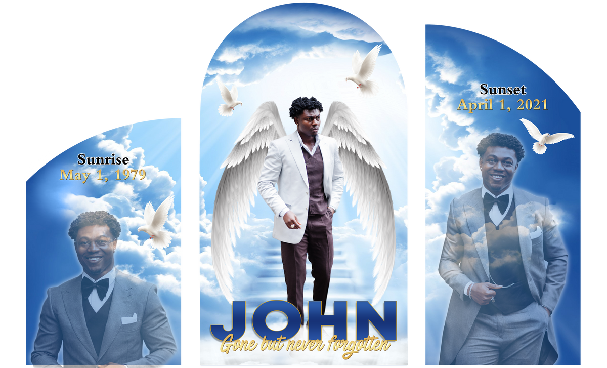 Arched Memorial Backdrop, Funeral Backdrop, In Loving Memory backdrop ...