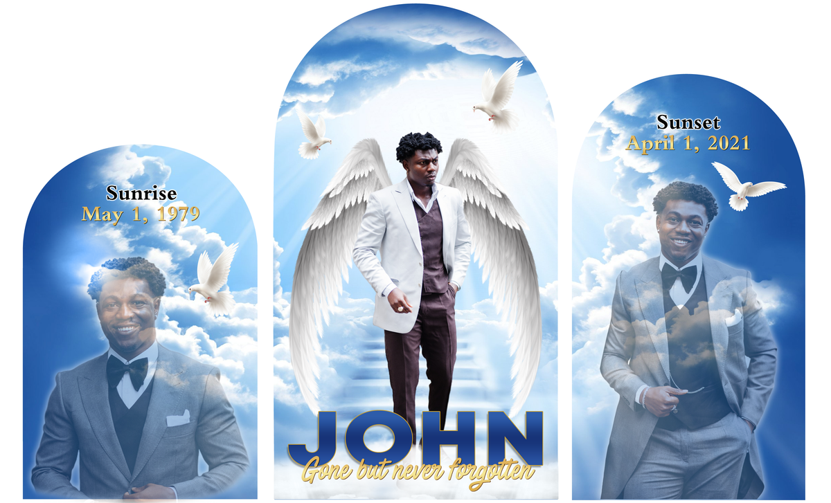 Arched Memorial Backdrop, Funeral Backdrop, In Loving Memory backdrop ...