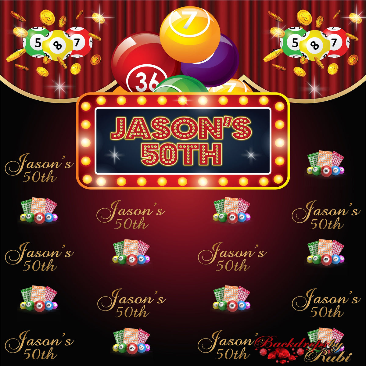 Bingo Backdrop, Bingo Banner, Lottery Game Backdrop, Lottery Backdrop ...
